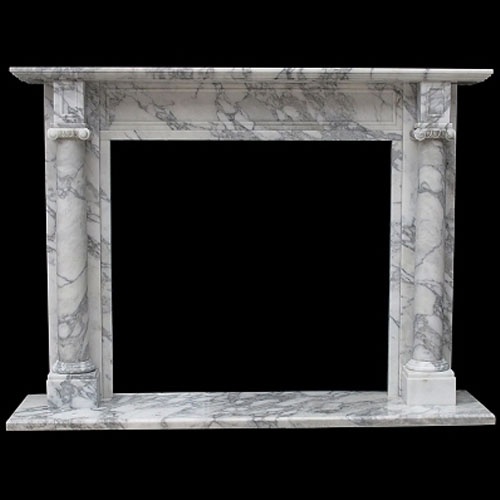 Arabescato marble fire surround with ionic tapered column corbels
