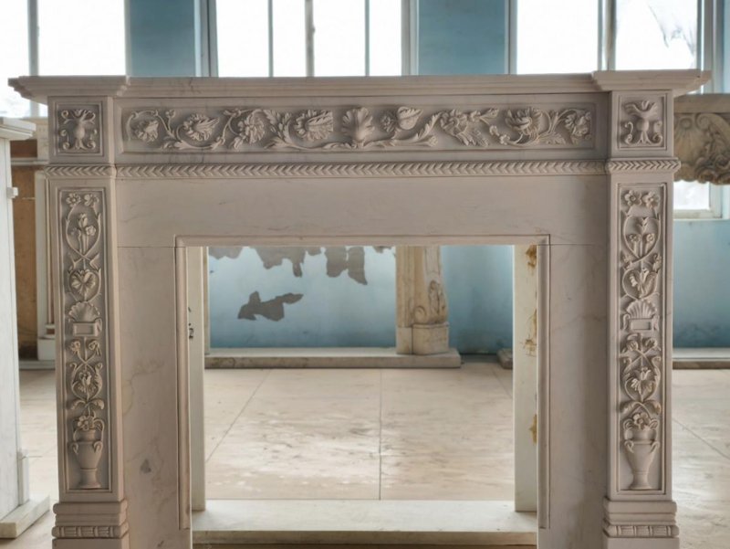 Neoclassical marble fireplace mantel ornament and proportion